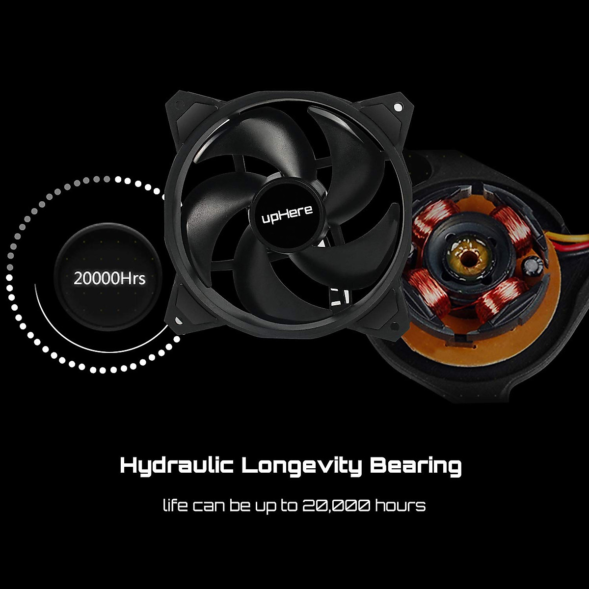 uphere Long Life Computer Case Fan 120mm Cooling Case Fan for Computer Cases Cooling Black 3-Pack,PF120BK3-3