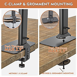 HEMUDU Dual Monitor Articulating Desk Mount Arm Stand - Vertical Stack Screen Supports Two 13 to 34 Inch & Monitor Mount Reinforcement Plate