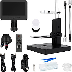 JOYALENS JL246PS 3 Lens HDMI Digital Microscope, UHD 4000× 24MP Biological Microscope with Prepared Slides, Coin Microscope for Full-Size Coin Error Coins, 7'' LCD Screen, Windows PC Compatible, 32GB