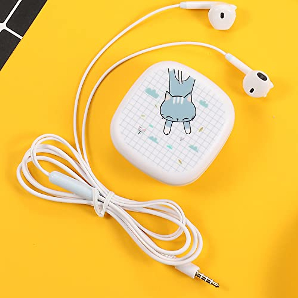 QearFun Cat Earbuds for Kids, Kawakii Wired Earbud & in-Ear Headphones Gift for School Girls and Boys with Microphone and Lovely Earphones Storage Case(SkyBlue G)