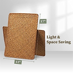 All Natural Handmade Woven Wood Kitchen Mat, Placemats Set of 6, Outdoor Rattan Seagrass, Eco-Friendly Wicker Bamboo Cork, Washable Non-Slip Jute Place Mats for Dining Table (17" x 12")