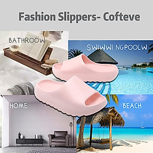 FUUPNN Cloud Slides for Women Men Adult Non Slip Slides Comfortable Lightweight House Slippers Open Toe Shower Shoes Indoor Outdoor Pink 38