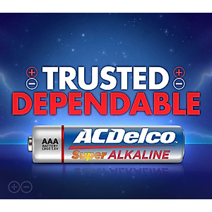 ACDelco 100-Count AAA Batteries, Maximum Power Super Alkaline Battery, 10-Year Shelf Life, Recloseable Packaging