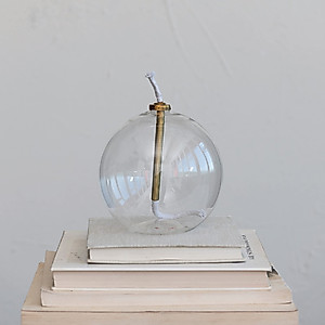 Creative Co-Op Mid Century Glass Sphere Brass Fitting, Clear Oil Lamp