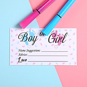50 Pieces Gender Reveal Party Voting Cards, Boy or Girl Vote Gender Reveal Game Cards for Baby Shower Party Supplies, Blue and Pink, 3.5 x 2 Inches