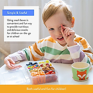 Mothercould Snack Box Set for Kids - 8 Compartments, Reusable Snack Solution with 100 Dissolvable Labels | Easy to Clean, Dishwasher Safe, BPA-Free, Food Grade, Durable and Secure Design (2 Pack)