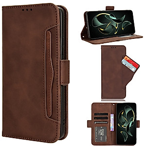 Compatible with Sony Xperia 1 III Case,PU Leather Kickstand Card Holders Compatible with Sony Xperia 1 III Flip Magnetic Closure Protection Phone Wallet Cover Brown