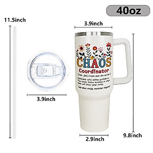 ZNYYZYBA Chaos Coordinator Tumbler - Thank You Gifts for Women,Boss,Coworker,Mom,Manager,Nurse,Teacher,Social Worker, Chaos Coordinator Gifts for Women - 40 oz Tumbler with Handle and Straw