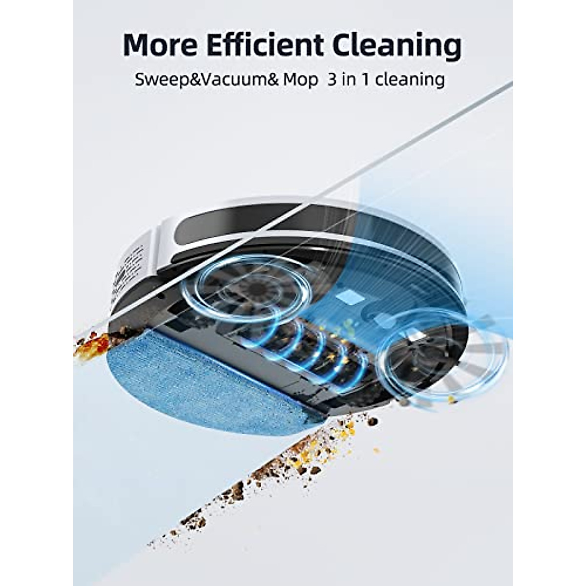 HONITURE Robot Vacuum Cleaner, G20 Robot Vacuum and Mop Combo 3 in 1, 4000pa Strong Suction, Self-Charging, App&Remote&Voice Control, Compatible with Alexa, Ideal for Carpet, Hard Floor, Pet Hair.