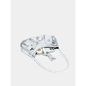 Verdusa Women's Pleated Hobo Shoulder Bag Metallic PU Leather Clutch Handbag Silver one-size