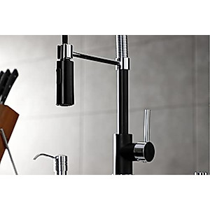 Kingston Brass LS8777DL Concord Pre-Rinse Kitchen Faucet, Matte Black/Polished Chrome