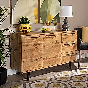 Baxton Studio Radley Oak Brown Finished Wood 3-Drawer Sideboard Buffet