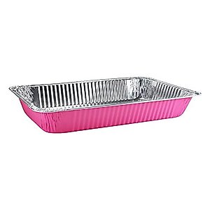 Kingzak Pink Aluminum Pan - Full Size (50 Count) - Stylish and Durable Bakeware for Cooking and Serving