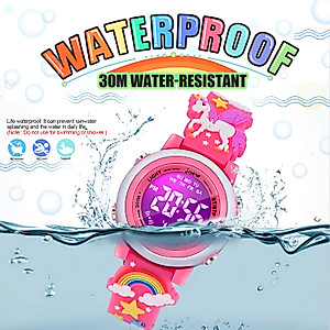 VAPCUFF Unicorn Watch for Girls Age 3-10 - Birthday Gift for Toddler and Kids, Red