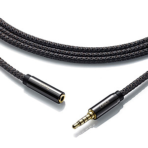 Zeskit Premium 3.5mm Jack Male to Female AUX Audio Extension Cable, TRRS 4 Poles for Headphones with Mic, Speakers - 12ft