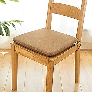 Modmetal Linen Seat Cushion with Laces Soft Chair Cushion with Machine Cover for Dining Chair Tatami Office Chair-Light Brown 44x40x39cm(17x16x15inch)