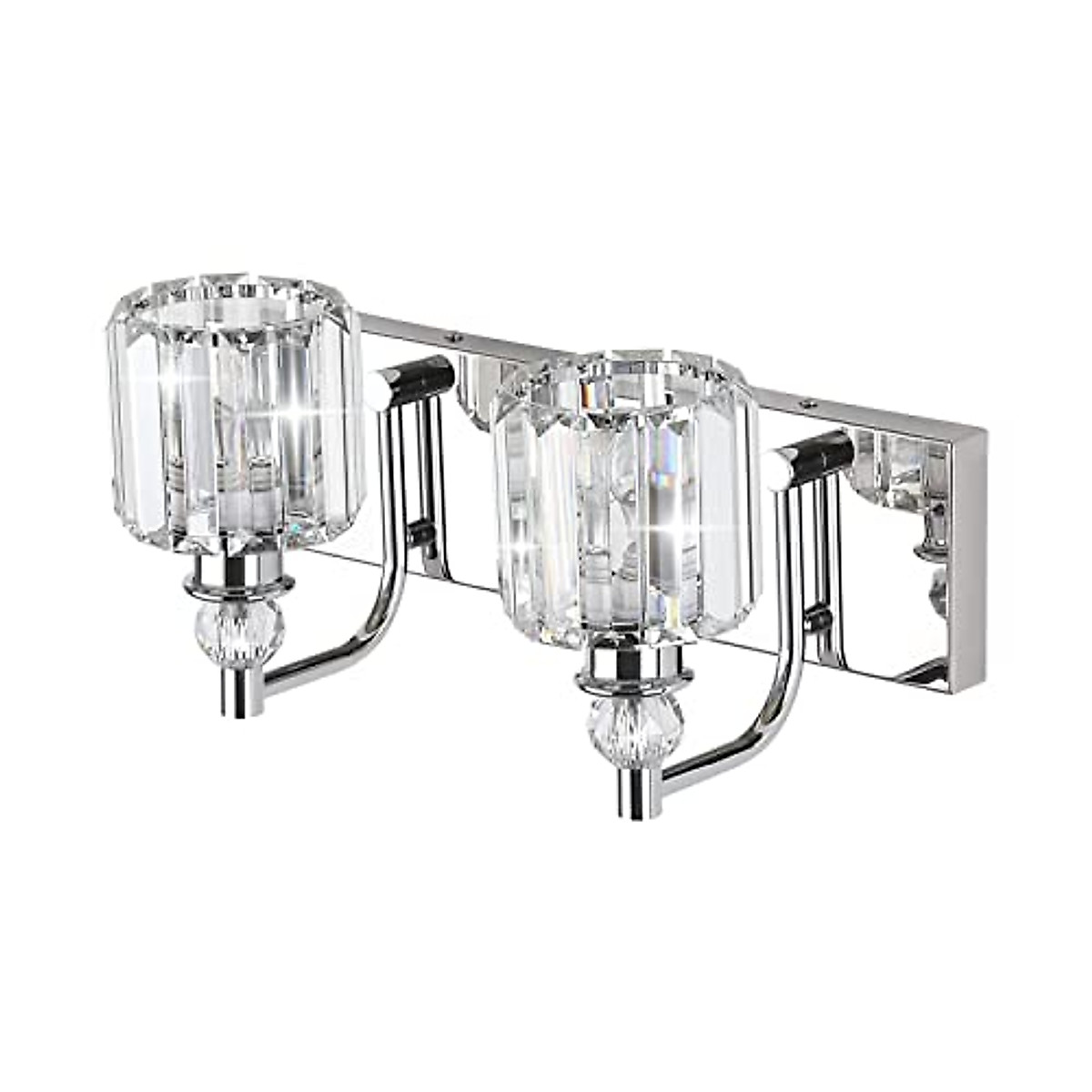 Ralbay Crystal Vanity Lights 2 Lights Modern Crystal Chrome Bathroom Vanity Light for Bathroom Lighting Fixtures Over Mirror