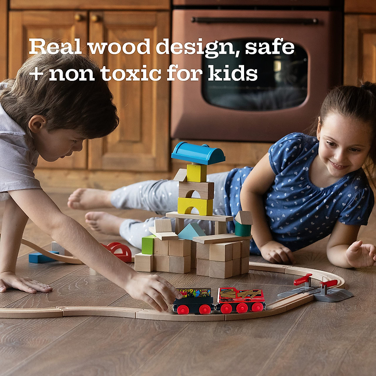 Wooden Garbage Truck Toy - Trashy Terry - Zany Trains Series 1 - Wooden Train Set with Cargo - Compatible with All Wooden Train Sets - Wooden Toddler Recycling Vehicle - Gross Trash Train