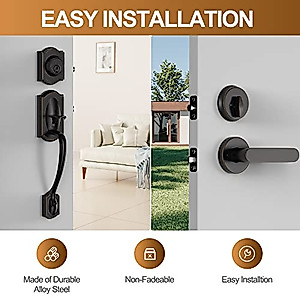 YYTDZSW Front Door Handle Set, Entry Door Handle Set,Exterior Door Handleset with Reversible Lever, Adjustable Door Handle Black，Door Lower Handle, Oil Rubbed Bronze