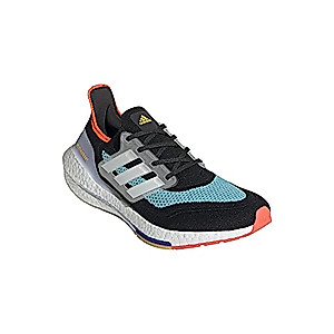 adidas Men's Ultraboost-21 Trail Running Shoe, Black/White/Aqua, 8.5