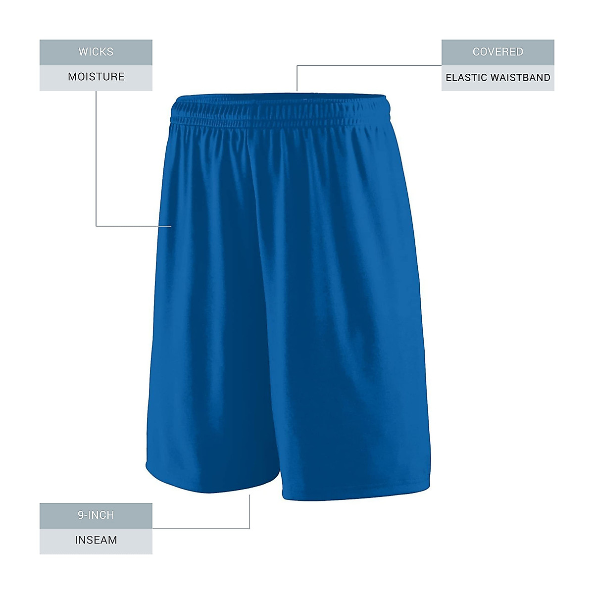 Augusta Sportswear Youth Training Shorts: 9-Inch Inseam for Teens, Athletic Workout Gym Clothes, Royal, Medium