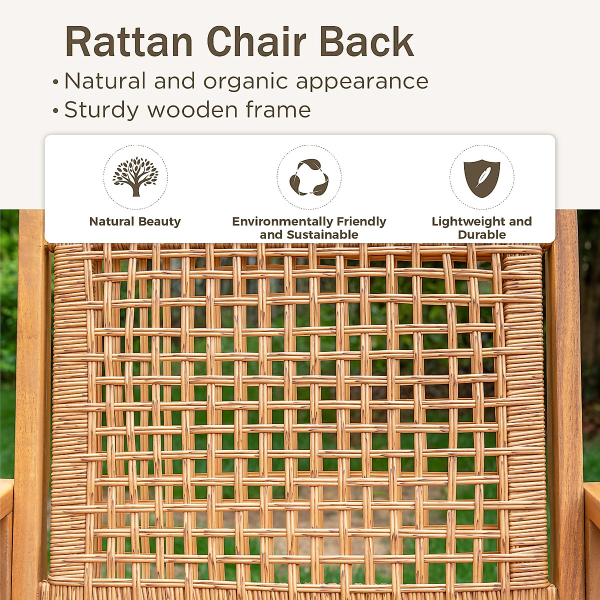 PHI VILLA 9 PCS Acacia Wood Outdoor Dining Set for 8, Teak Rectangle Wooden Table & Dining Chairs with Wicker Seat and Back, Farmhouse Dining Furniture Set for Patio, Deck, Yard, Porch