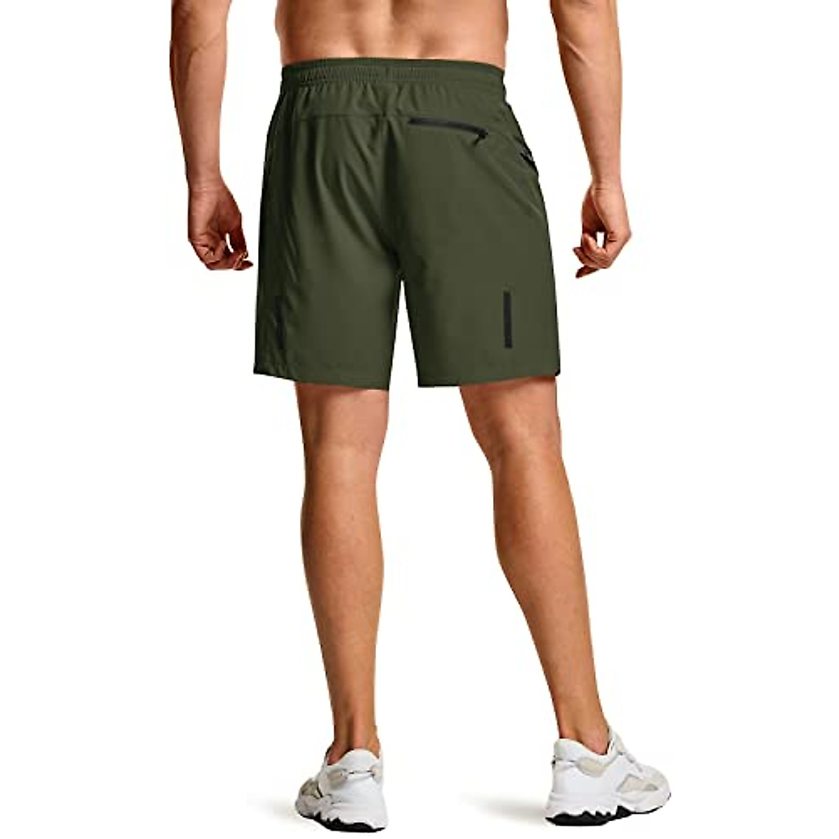 CQR Men's 7 Inches Sports Training Shorts, Lightweight Quick Dry Athletic Shorts, Running Workout Hiking Shorts with Pockets, Tahoe Shorts Olive, X-Large