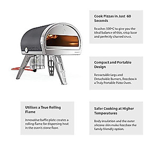 ROCCBOX Pizza Oven by Gozney - Outdoor Portable - Gas Fired, Fire & Stone Outdoor Pizza Oven, Includes Professional Grade Pizza Peel