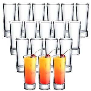 TAOUNOA 18PCS 2 oz Shot Glass Set Clear Bulk with Heavy Base Mini Shot Glasses Small Glass Cup for Tequila Vodka Whiskey Liquor Cordial