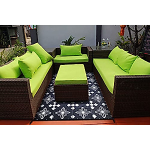 HICOOE Plastic Straw Outdoor Rugs for Patio Clearance 5x7' Waterproof Outside Rug Modern Indoor Area Mats for Deck Rv Porch Beach Trailer Floor Balcony Backyard Camping (Black & White)