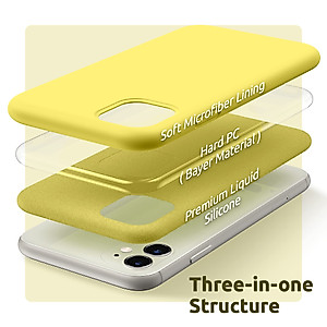 SURPHY Compatible with iPhone 11 Case 6.1 inch, Thickening Design Liquid Silicone Phone Case (with Microfiber Lining) for iPhone 11 2019, Yellow