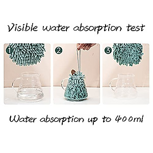 Wucmene Hand Towels for Bathroom Decorative Set, Chenille Hanging Hand Towel Ball Microfiber Plush Absorbent Soft Small Bath Towel with Loop for Kitchen Sink or Powder Room (Purple+Yellow)