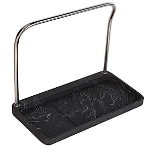 zccz Sponge Holder - Kitchen Sink Organizer Tray Stainless Steel Dish Cloth Hanger Soap Dispenser Brush Holder Caddy, Black Marble Look