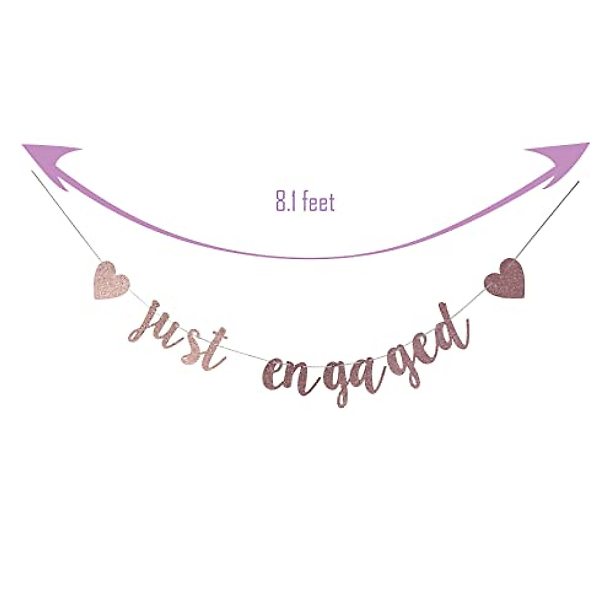 Just Engaged Rose Gold Glitter Banner, Bridal Shower, Engagement, Bachelorette,Wedding Announcement Party Photo Props