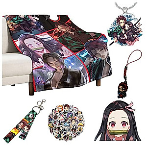 3D Anime Merch Throw Blankets, Stuff Luxurious Lightweight Cozy Plush Throw Super Soft,Warm,Poster,Sticker,Keychain (6PC Suit, 40in*60in)