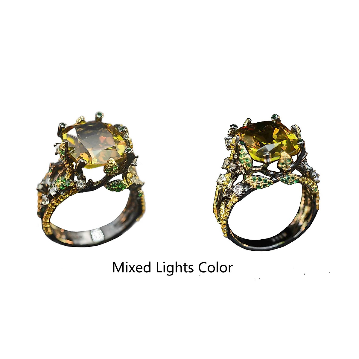 Tingle Alexandrite Rings Fine Jewelry For Women Diaspore Color Change Gem Engagement Ring Sterling Silver Ring (Magic Forest, 9)