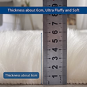 HOMBYS 9x12 Oversized Faux Fur Area Rug for Living Room Bedroom, Super Soft & Fluffy White Faux Sheepskin Play Carpet for Kids Children, Luxury Plush Furry Décor Shaggy Feet Mat for Bedside
