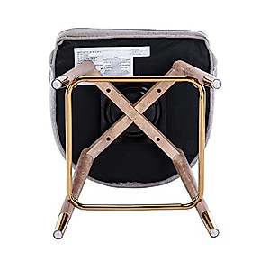 Guyou 360 Degree Swivel Counter Height Bar Stools with Tufted Back Set of 4, Mid-Century Modern Fabric Kitchen Island Chair Stools with Wood Legs and Gold Footrest for Home Bar Dining Room(Grey)