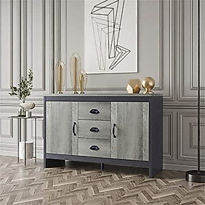 SEASD 5 Sideboard, Chest of Drawers, Storage Cabinet with 3 Storage Drawers and 2 Dining Room Doors, Kitchen