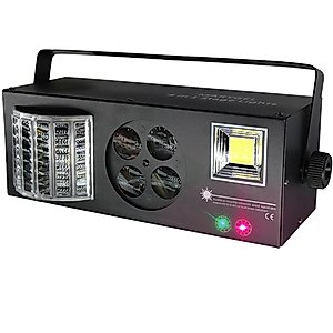 DJ Lights,MARYGEL 4 in 1 Mixed Effect Sound Activated Stage Lights RGBW LED Pattern Lights Strobe Light by Remote and DMX Control for Dancing Club Disco Party Wedding Birthday Christmas(Black)