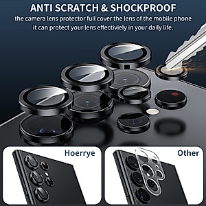 Hoerrye for Samsung Galaxy S23 Ultra Camera Lens Protector, Case-Friendly, 9H Tempered Glass Anti-Scratch, Space Titanium Military-Grade Protection Circle, Removal Tool (Black)