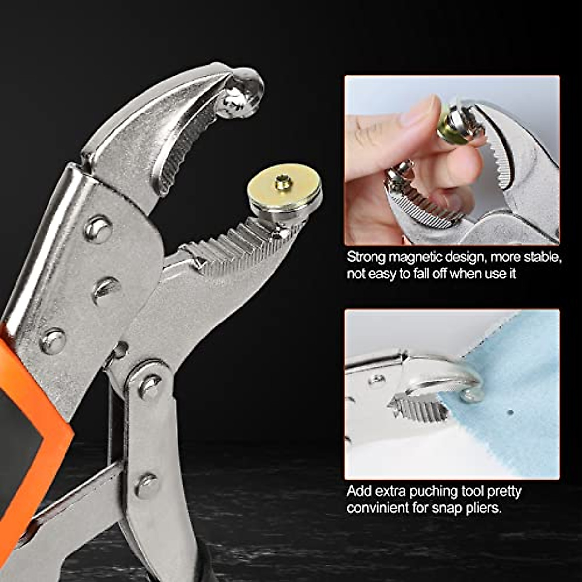 Sopnom Heavy Duty Snap Fastener Tool (3 Replaceable Dies), Adjustable Snap Buttons Kit Tool with Pucher, Includes 10 Sets 15mm Snaps for Boat Cover, Replacing Metal Snaps, Boat Covers, Canvas, Tarps