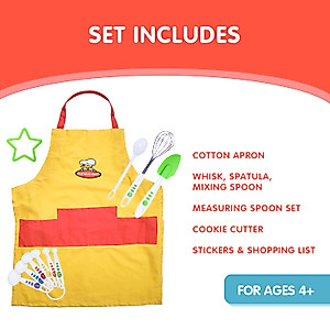 Curious Chef 11-Piece Yellow and Orange Chef's Kit for Kids, includes Real Cooking and Baking Tools, Dishwasher Safe and Made with BPA-Free Plastic