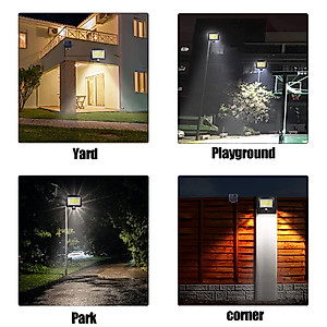 WERCHTAY Solar Lights Outdoor Motion Sensor Remote Control Solar Flood Lights with 3 Lighting Modes 120 Bright COB IP65 Waterproof 16.4Ft Cable Security Solar Powered Lights for Yard Outside