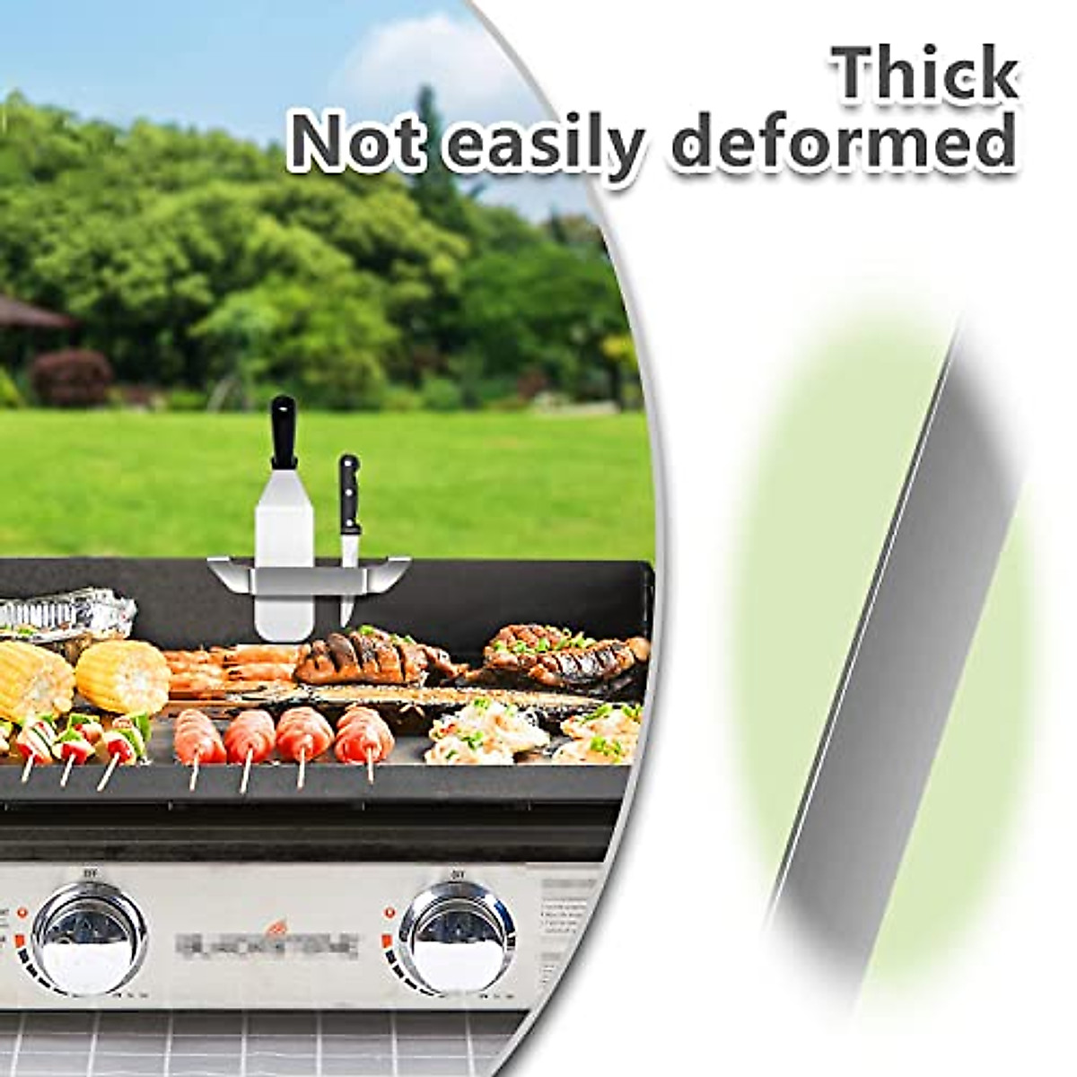 Emcgicc 6.2 Inch BBQ Spatula Rack, Stainless Steel Griddle Spatula Holder, Barbecue Tool Hold Rack Griddle Accessories for Flat Top Griddle and Other Grill Griddles (6.2 Inch)