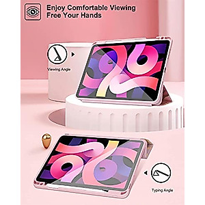 ZtotopCases for iPad Air 6th Generation 11 Inch Case M2 2024 & iPad Air 5th/4th Gen 10.9 Inch 2022/2020 & iPad Pro 11" 2018 1st with Pencil Holder, Soft TPU Back Slim Trifold Smart Cover, Marble Pink