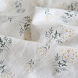 55 inches Width Little Yellow Flowers Embroidery Jacquard Cotton Cloth Fabric by The Yard