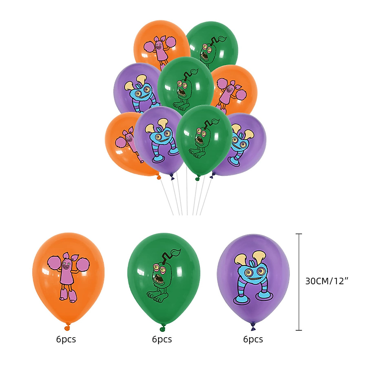 Monsters Birthday Party Decoration Singing Party Supplies Include HAPPY BIRTHDAY Banner Balloons Cake Topper Cupcake Toppers Monsters Party Decoration