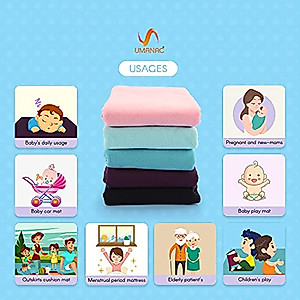 Umanac Baby Waterproof Crib Sheet | Dark Blue, Large (39 in x 55 in) - Bed Pad, Bed Wetting Mattress Pad, Washable, Reusable Incontinence Underpads Sheet Protector for Toddler, Children and Adults