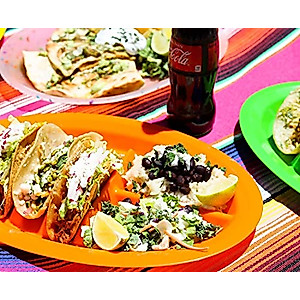 Jarratt Industries Fiesta Taco Serving Plastic Plates Set, Serving Trays with Stand Up Holder for Soft and Hard Shell Tacos, Use for Taco Nights and Bar, Microwave Safe, Set of 4